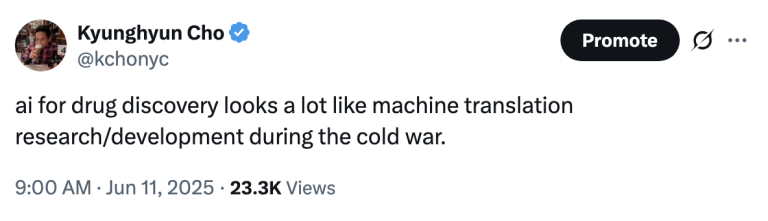Drug Discovery may be in the Cold War Era – Kyunghyun Cho